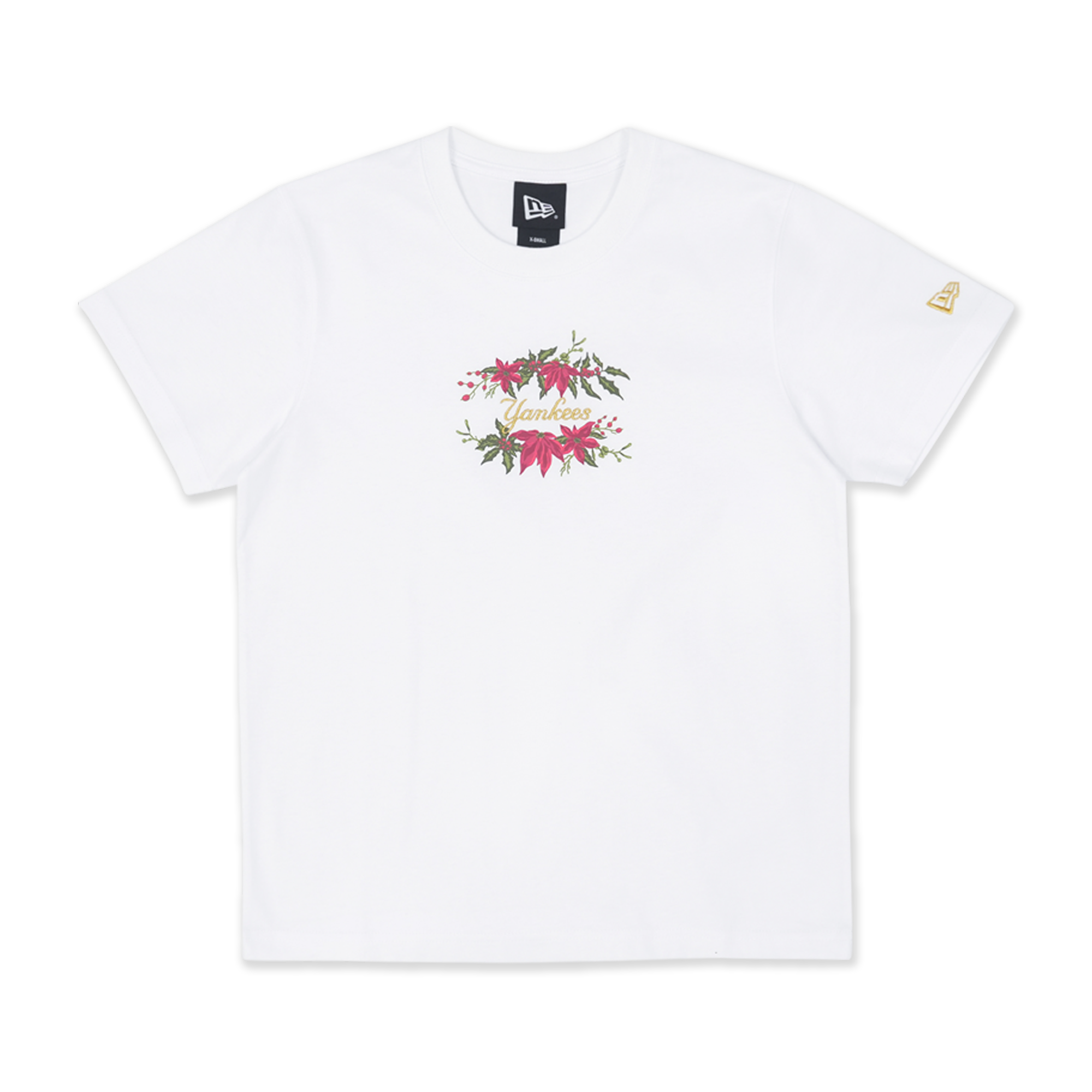 NEW YORK YANKEES CHRISTMAS FLORAL WHITE WOMEN SHORT SLEEVE T-SHIRT ...